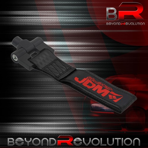 M12x1.75 JDM Sport Track Black Nylon Front Rear Towing Strap Belt ...