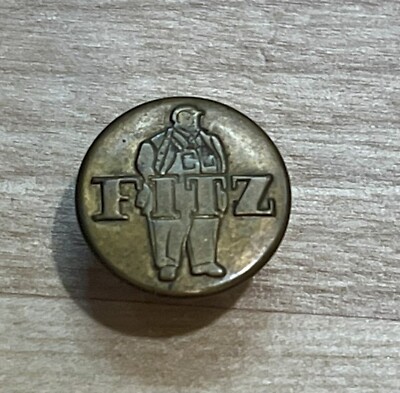 Vintage Brass FITZ Button Man Overall Work Clothes Metal RARE Antique ...