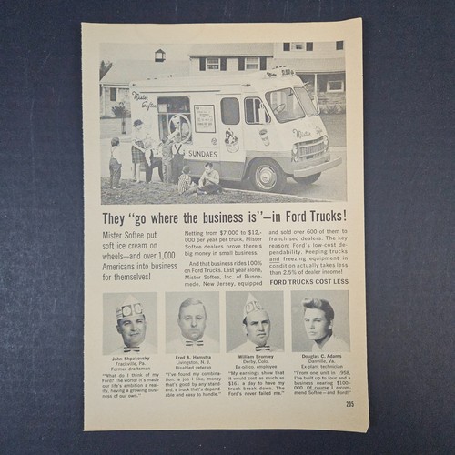 1961 Ford Equipped Ice Cream Trucks Vintage Print Ad Mister Softee ...