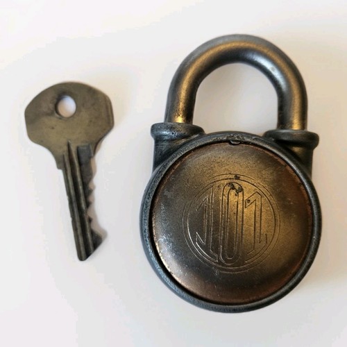 Vintage 1930s 101 Lock Company Padlock Round Padlock with Key Made In ...