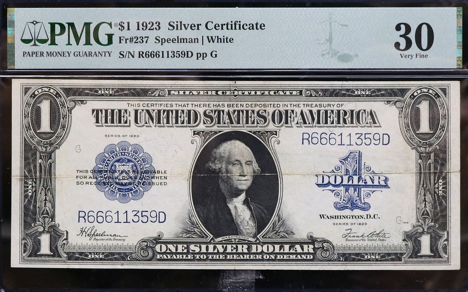 1923 $1 Silver Certificate - PMG 30 Fr 237 - Speelman / White ~ Large ...
