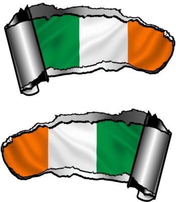 Small Pair Ripped Open Metal Rip GASH with Irish Ireland IRL Flag Car ...