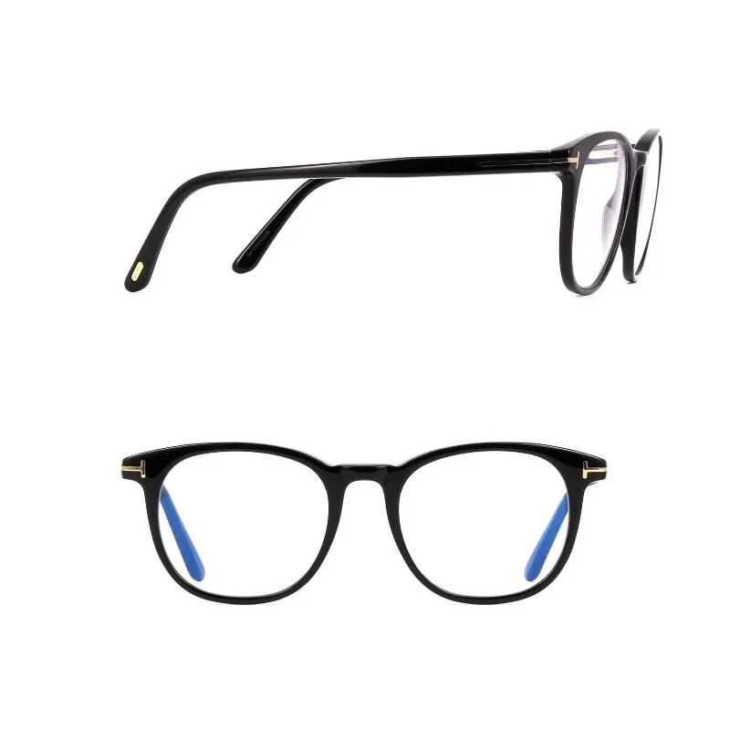 Tom Ford TF 5754-B 001 Black Round Plastic Eyeglasses Frame 53-19-145 ...