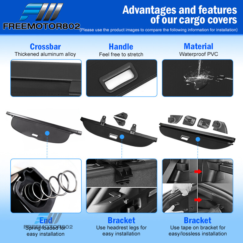 Fit 14-19 Toyota Highlander Rear Retractable Security Shield Cargo ...