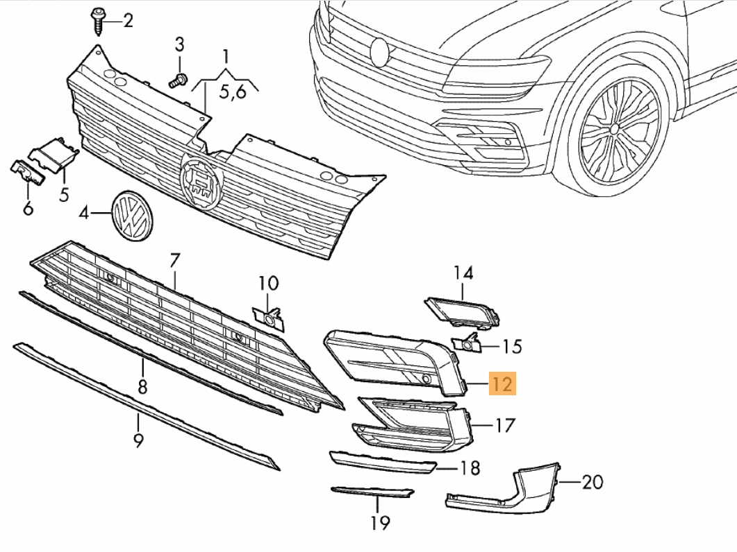 5NN853666B 041 VOLKSWAGEN GENUINE OEM TIGUAN RIGHT VENT GRILLE | eBay