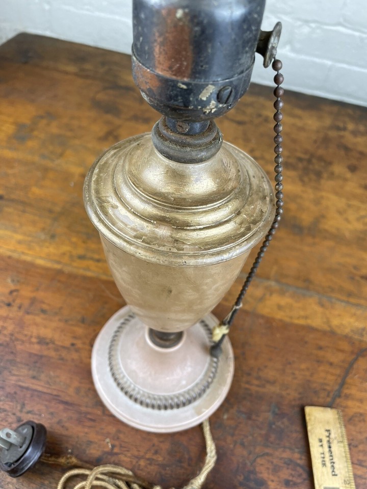 C.1920 Glass Boudoir Lamp, Hubbell Socket w/ Acorn Pull Chain ~ No ...