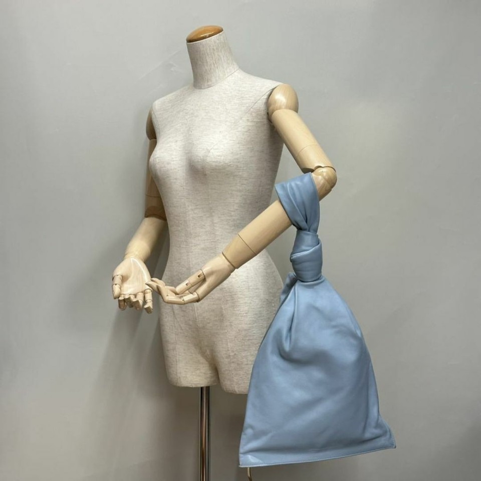 Bottega Veneta Twist Leather Handbag Light Blue 607964 Used with Dust ...