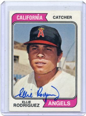 1974 TOPPS BASEBALL #405 ELLIE RODRIGUEZ, AUTOGRAPH, CALIFORNIA ANGELS ...