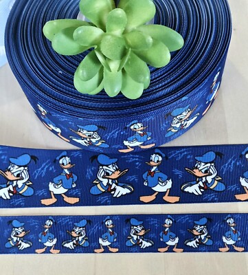 7/8 & 1.5" (1 YD) Donald Duck Grosgrain Ribbon Disney Hair Bow Lanyard ...