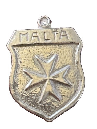 MALTA Silver PLATE Vintage Travel Shield Enamel Souvenir Collectable ...