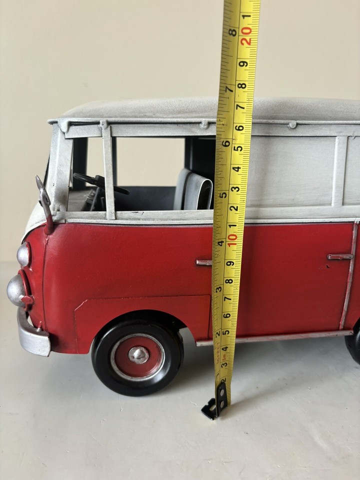 Red & Beige Bus Volkswagen Vintage Style Metal Tin Camper Hippie Bus ...