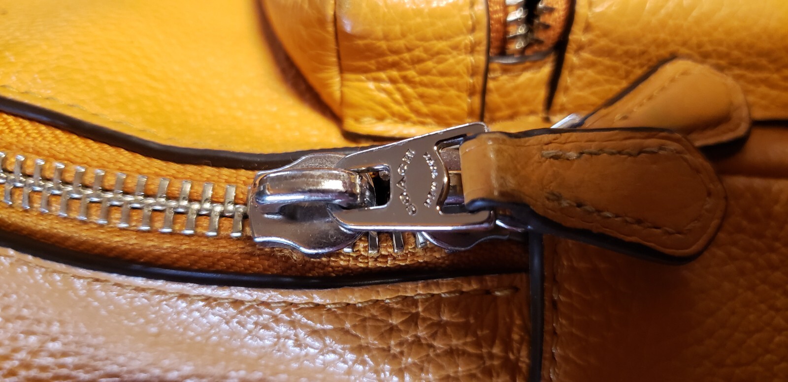 Coach Backpack Purse Orange Pebble Leather - Gem