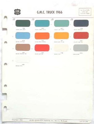 1966 GMC TRUCK ACME COLOR PAINT CHIP CHART ORIGINAL | eBay