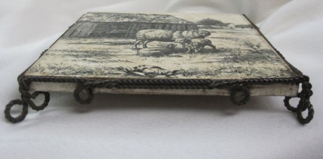 Antique MINTON Sheep Design Footed Trivet 6 x 6" Tile | eBay