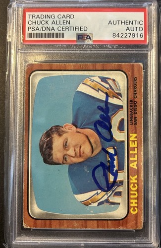 1966 Topps Chuck Allen PSA/DNA Hand Signed Auto Autograph Chargers Card ...