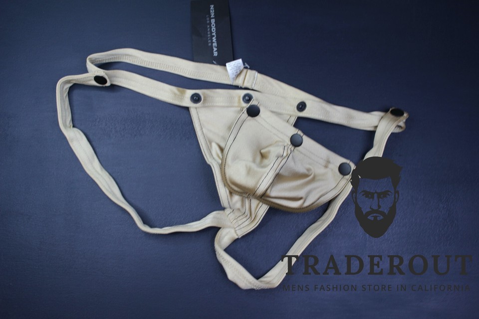 N2N Bodywear Men beige color Titan nylon swim gym jockstrap underwear M ...