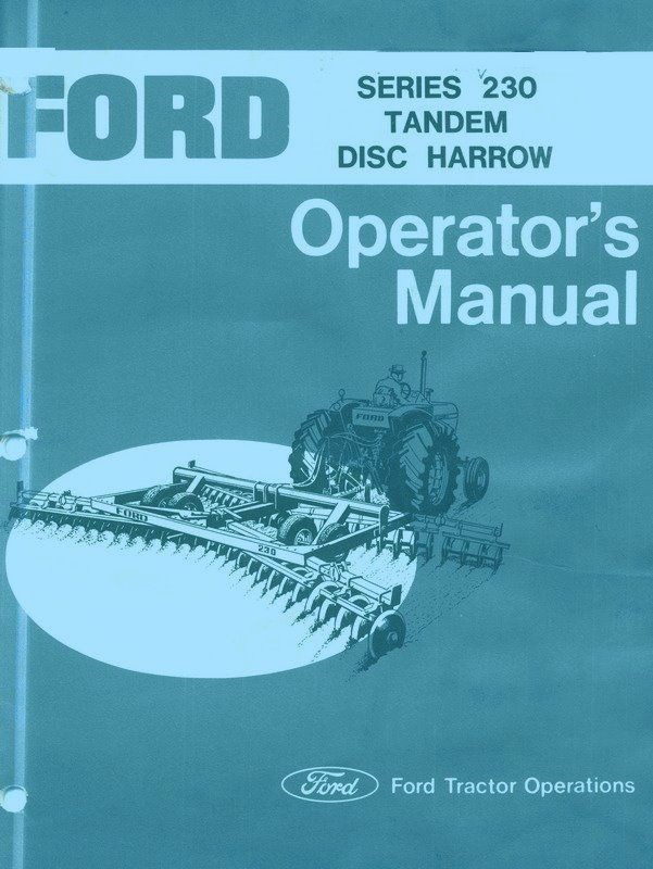 Ford 230 Tandem Disc Harrow Owner Operators Manual | eBay
