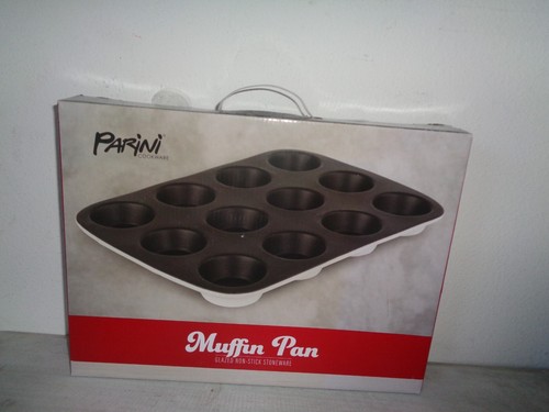 Parini Cookware 15'' Glazed Non-Stick Stoneware 12 Muffin Cupcake Pan ...