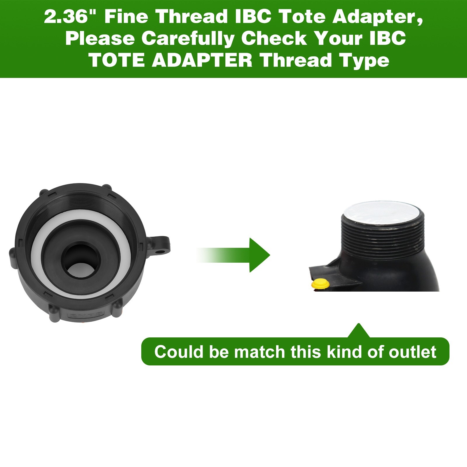 IBC Tank Fitting, 2.36'' Fine Thread Adapter for 275-330 Gallon IBC ...