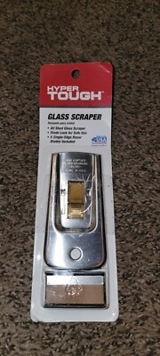 Hyper Tough SAFETY GLASS SCRAPER + 5 RAZOR BLADES 0.009" Heavy-Duty All ...