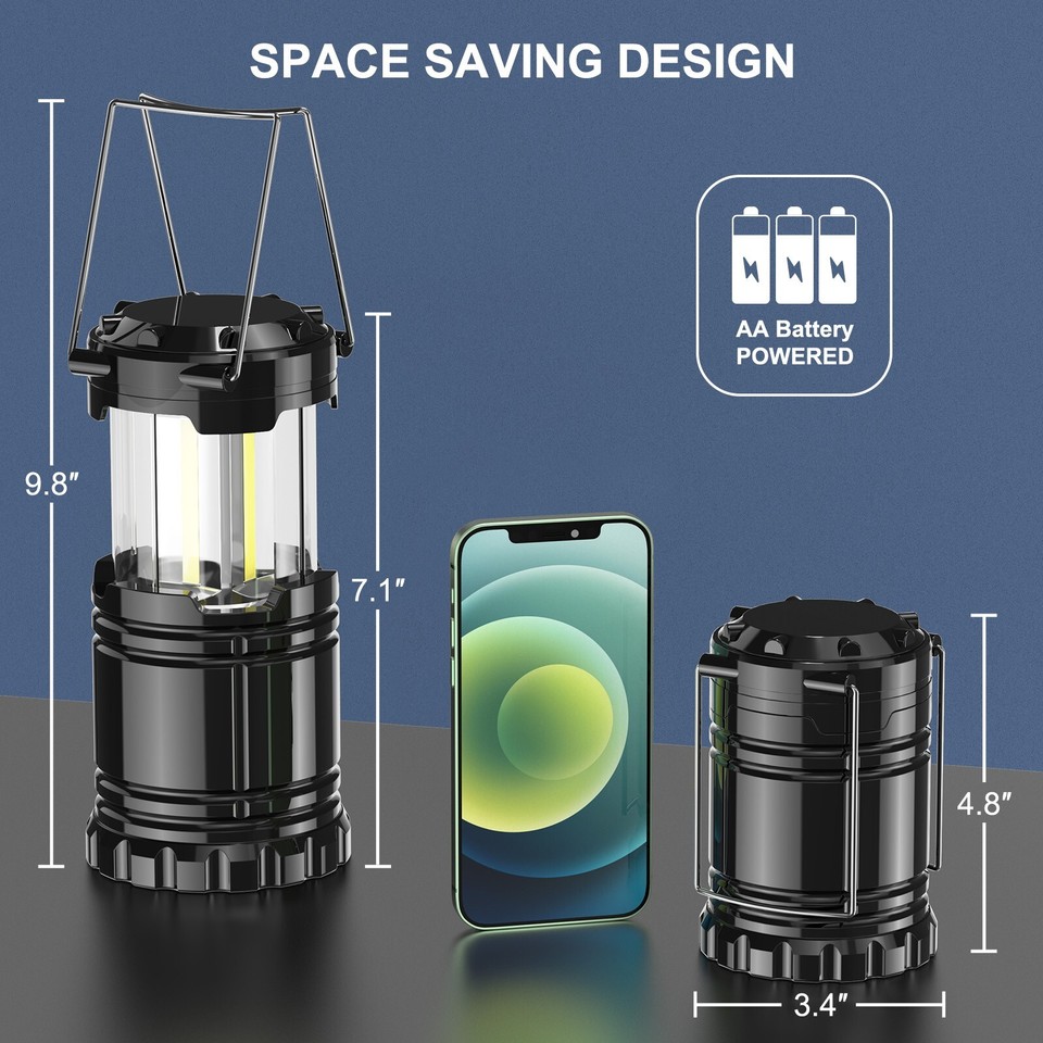 4 Pcs LED Camping Lantern, Super Brighter COB Emergency Light Outdoor ...