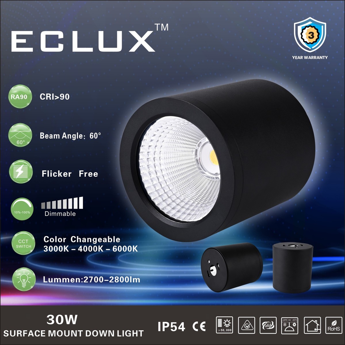 Cct Led Surface Downlight Surface Mounted Tradegem LED Downlight 9w