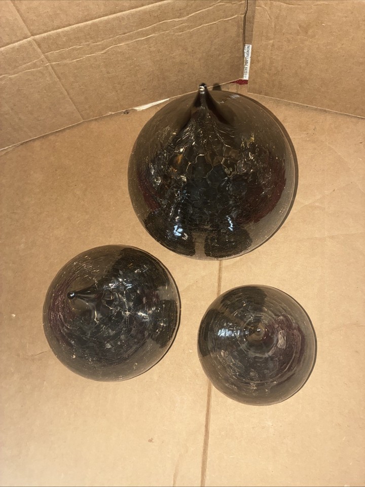 Evergreen LED Raindrop Shaped Glass Lights 3 Sizes 9”, 7”, & 5” Crackle ...