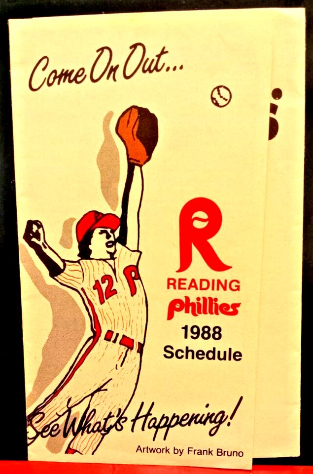 1988 Reading Phillies Baseball AA Eastern League, Two Sided Bi-Fold ...