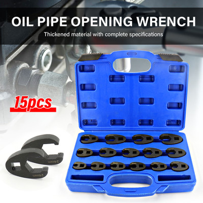(15) Crow Foot Spanner Set 8-24mm Heavy Duty Open End Crows Feet ...