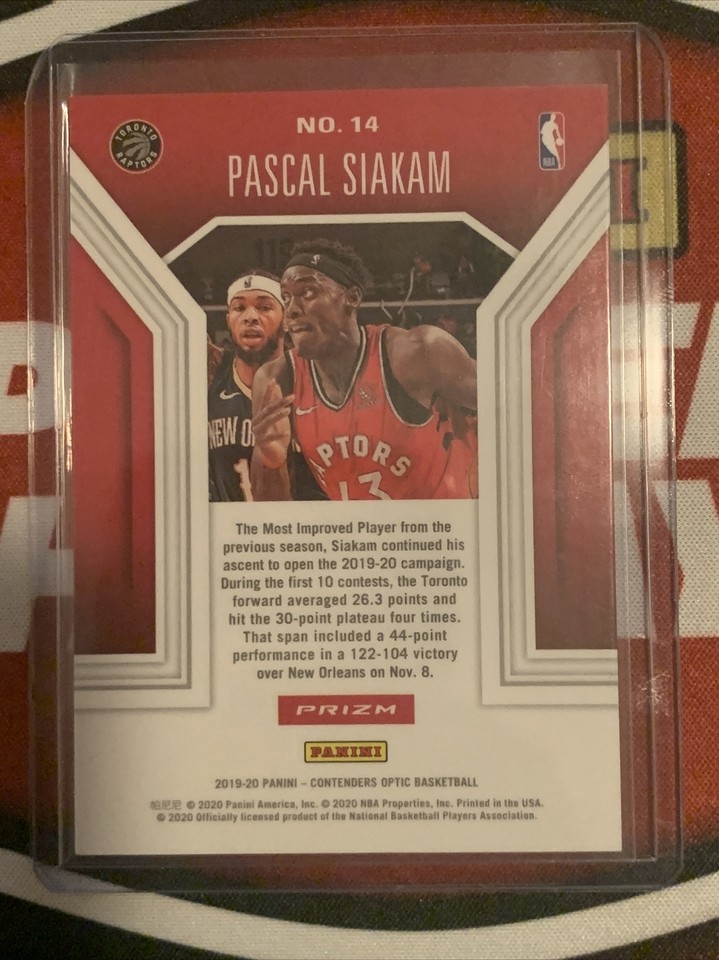 2019-20 OPTIC CONTENDERS PASCAL SIAKAM NUMBERS GAME RED CRACKED ICE ...
