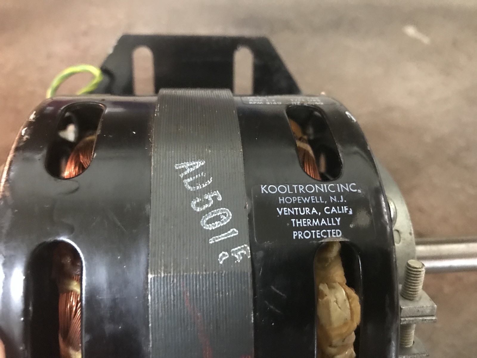 KOOLTRONIC INC 7182-5015 TYPE U85 1/6 HP 230V 3160 RPM FAN MOTOR 100261 ...