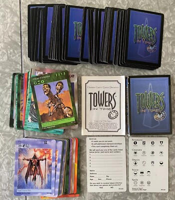1994 TOWERS IN TIME Collectible Card Game 110 Lot TCG CCG W/ Rulebook ...