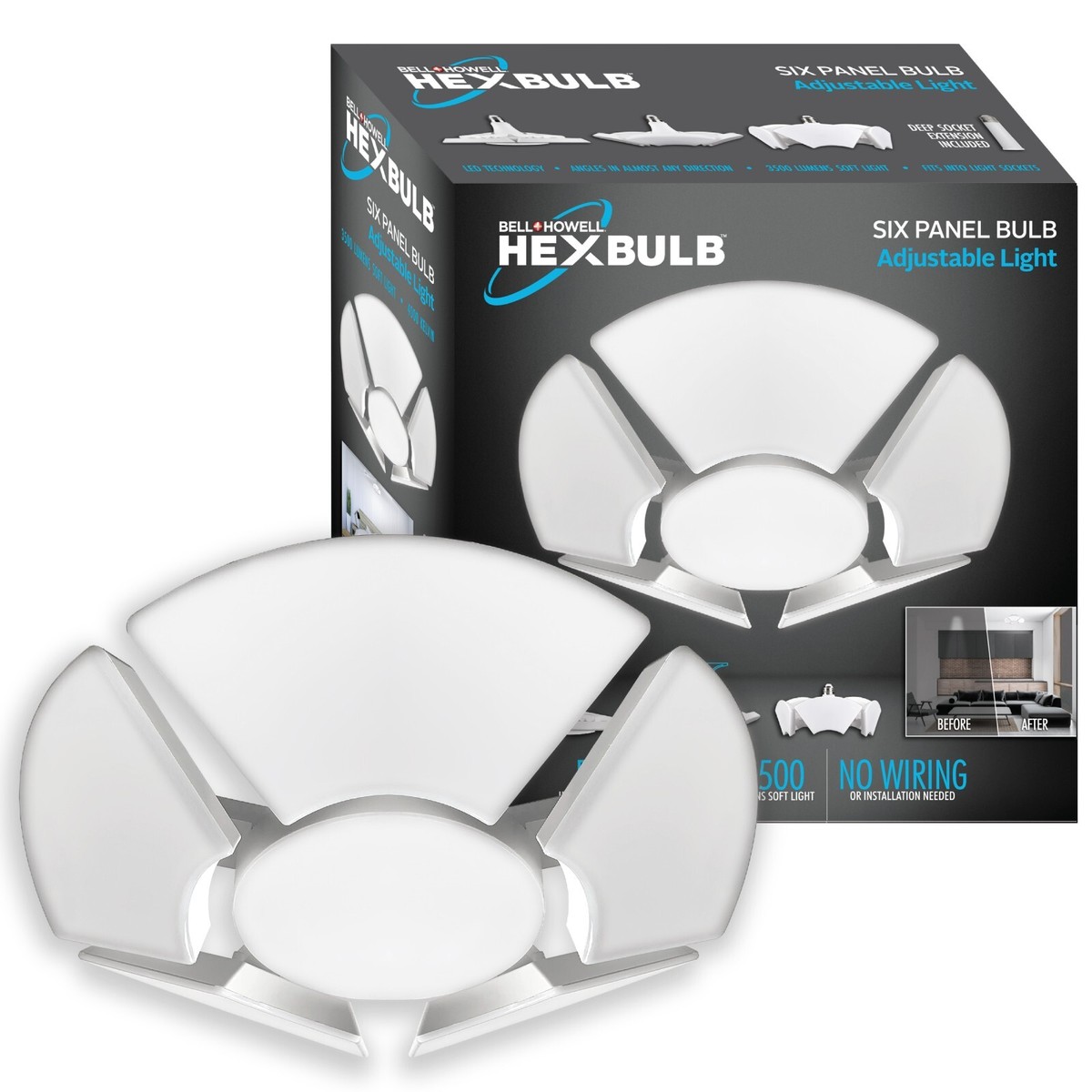 E26 Garage Lighting Bell+Howell Hex LED Garage Light - 6 Panel ...