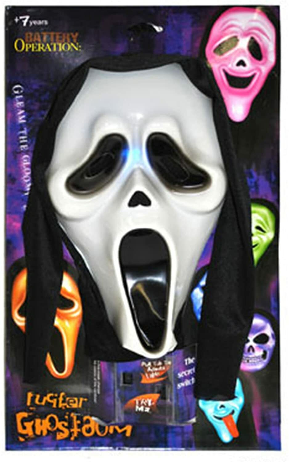 Maschera Horror Scream+Cappuccio+Luci Multicolor Art.44749 Taglia Unica ...
