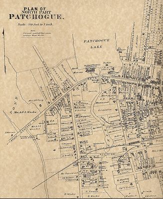 Patchogue NY 1888 Maps with Businesses and Homeowners Names Shown | eBay