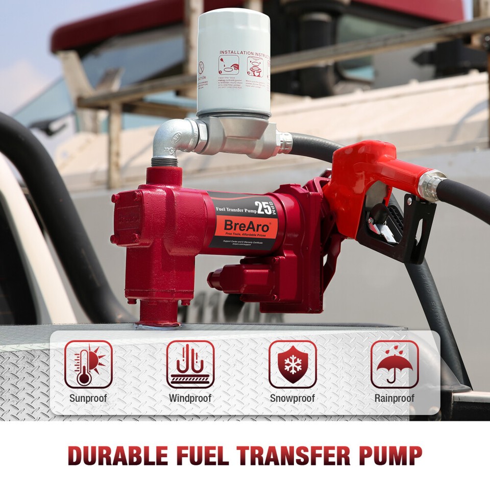 20GPM 12V Fuel Transfer Pump with Nozzle for Gas Diesel with ...
