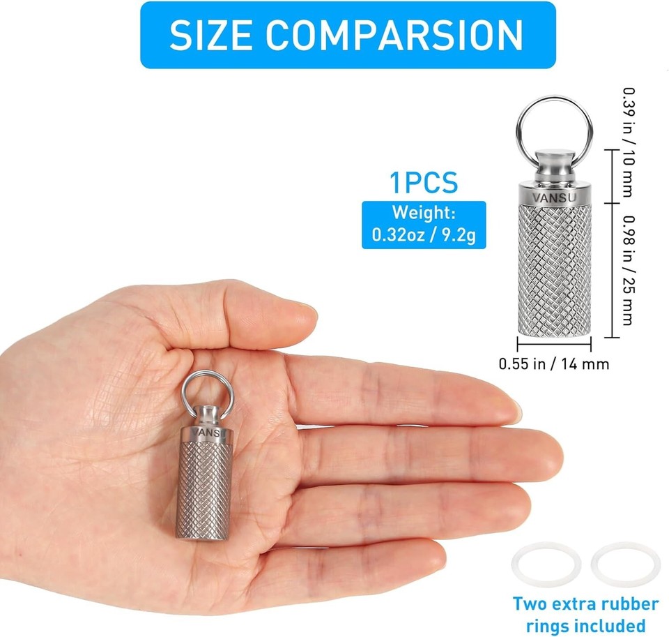 Small Pill Box Titanium Pill Fob Necklace Nitro Mini Waterproof Pill ...