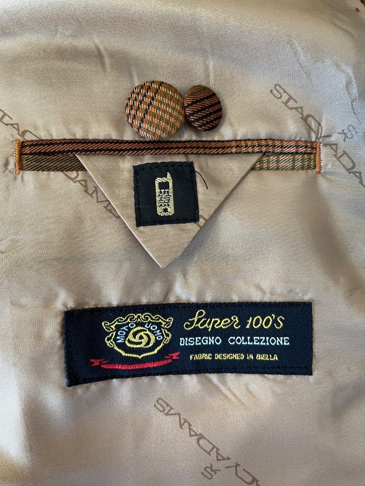 Stacy Adams Super 100s Suit Jacket Men's Size 42R Blazer 4 Button Brown ...