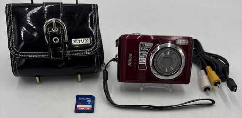 Nikon COOLPIX L20 10mp Digital Camera w/8gb Sd Card A/V Cord Case Strap ...
