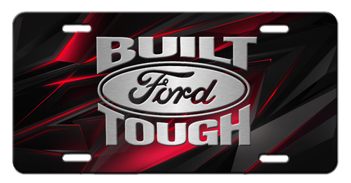 BUILT FORD TOUGH TRUCK Aluminum Vanity License Plate Tag New Silver ...