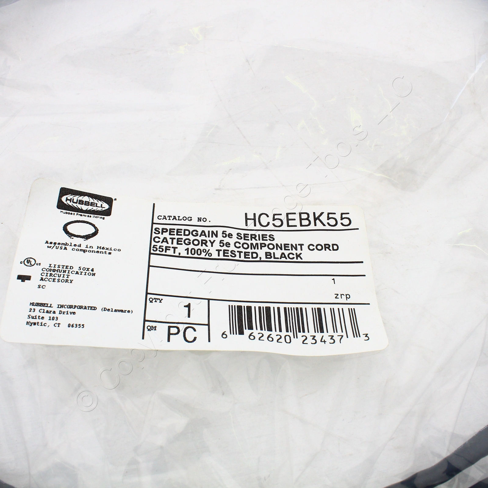 Hubbell Patch Cord Cat 5e Black 55 Ft LAN Ethernet Network Cable ...