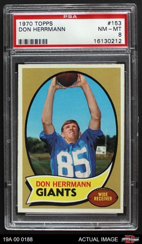 1970 Topps #153 Don Herrmann Giants-FB Waynesburg PSA 8 - NM/MT | eBay