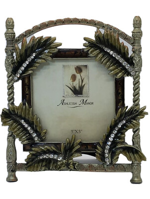 Ashleigh Manor Palm Fronds Rhinestones Heavy Pewter Picture Frame 3”x3 ...
