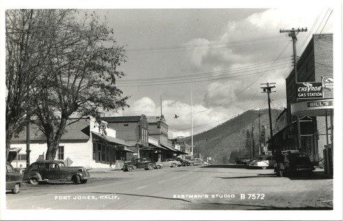 MAIN STREET 1940 fort jones ca real photo postcard rppc california town ...