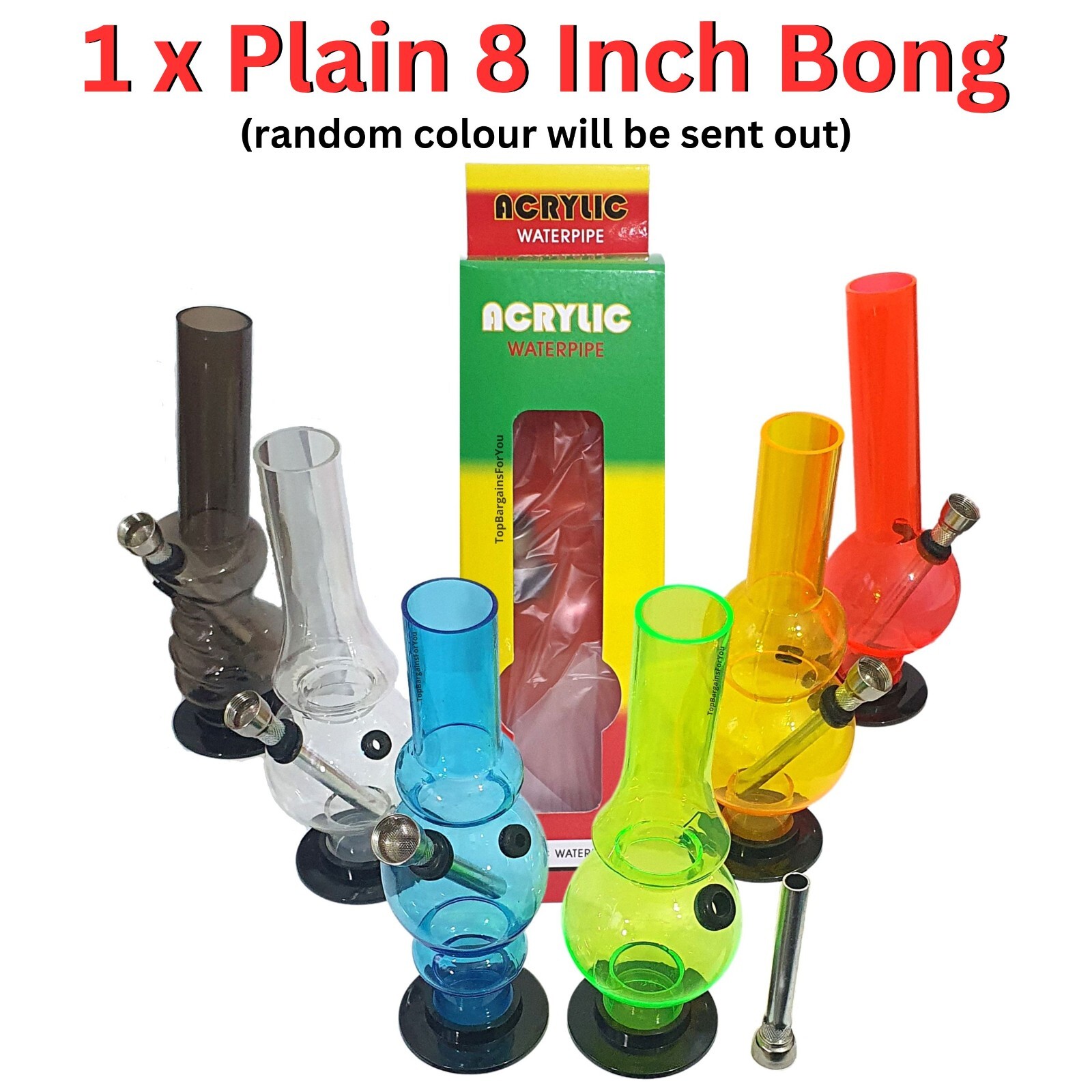 1 Pcs Acrylic Mini Water Bong 8 Inch Smoking Pipe Hookah Assorted Multi ...