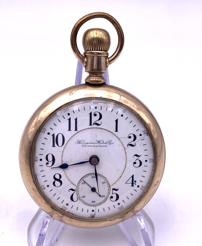 1900 Hampden John Hancock Model 3 Railroad Double Sunk Pocket Watch ...