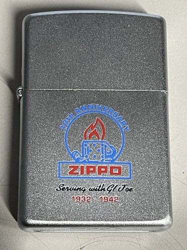 ZIPPO 2001 10TH ANNIVERSARY GI JOE SATIN CHROME LIGHTER SEALED IN BOX ...