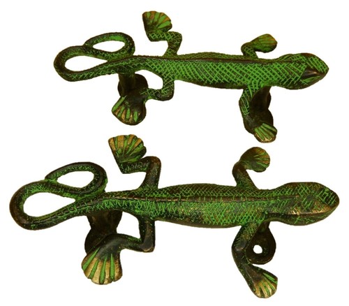 Green Lizard Door Handle Victorian Style Handmade Brass Hardware Door ...