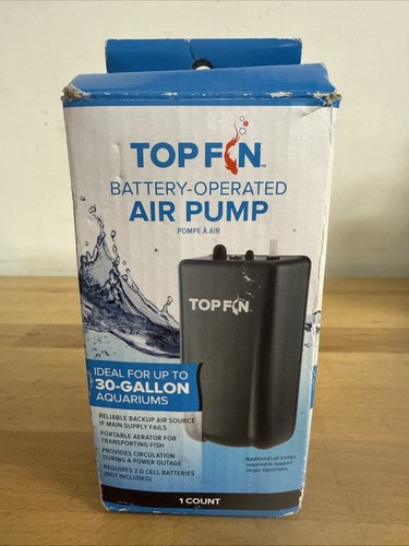 1 Top Fin Battery Operated Air Pump 30 Gallon Aquarium Backup Portable ...