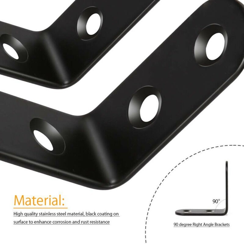 Black L Shaped Brackets Stainless Steel Anti rust Accessories Supplies ...